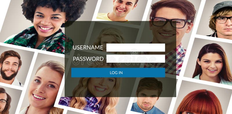 Composite Image of Login Page Stock Photo - Image of large ...