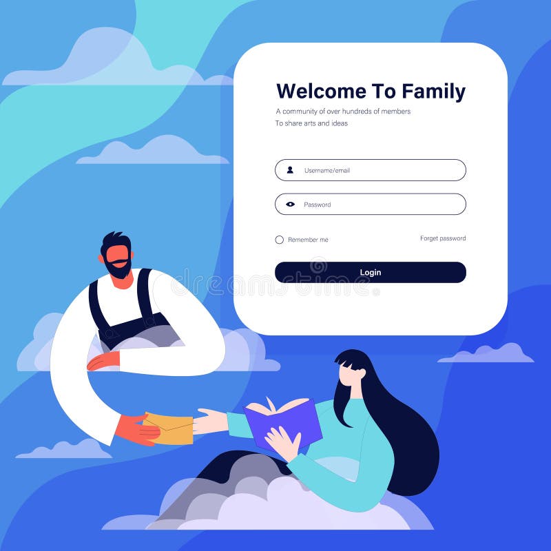 Login Page Design Concept Illustration, Astronaut in the Space Vector ...