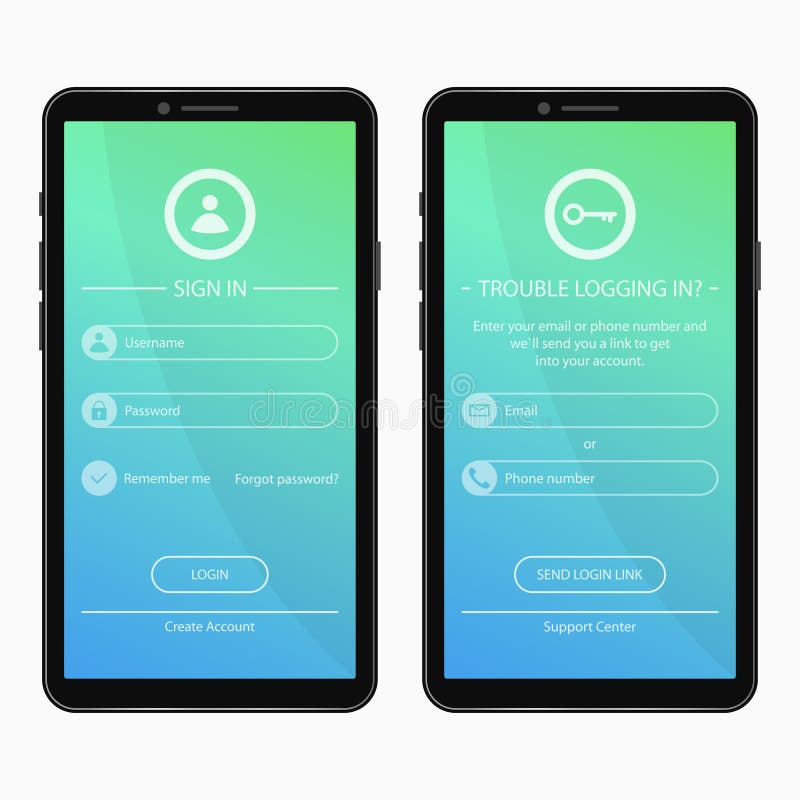 Mobile UI Kit. Sign Up Form, Sign in Page. Set. Stock Vector ... Mobile UI Kit. Sign Up Form, Sign in Page. Set. Stock Vector ...