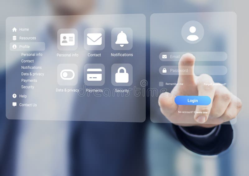 Login Page with Password To Access Online Profile Account. Secured ...