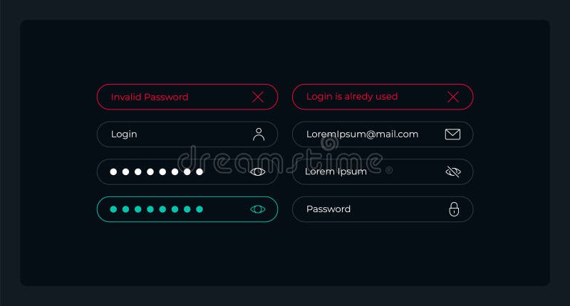 Login page UI elements kit stock vector. Illustration of website - 264689472