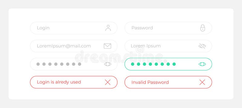 Login page UI elements kit stock vector. Illustration of digital ...