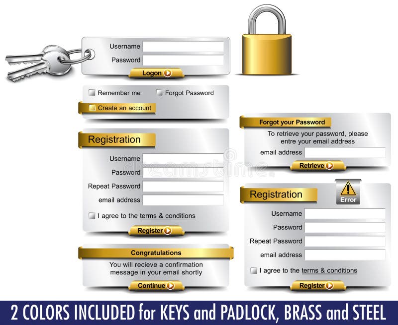 Login Password Registration Web Elements Stock Vector - Illustration of ...