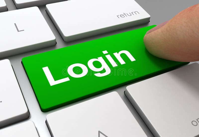 Login Push Button Concept 3d Illustration Stock Illustration ...