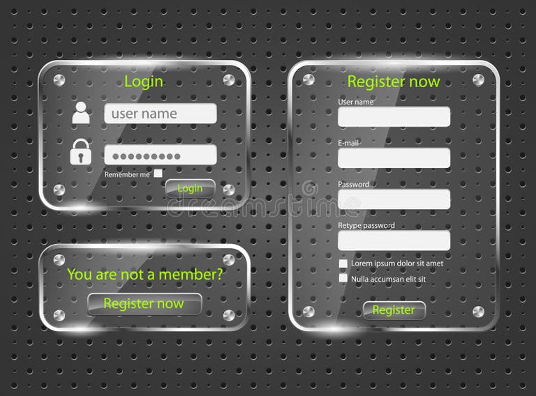 Login and register screens stock vector. Illustration of authorization ...