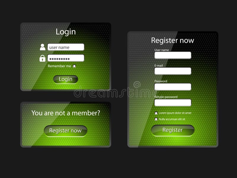 Login and Register Web Screens Stock Vector - Illustration of banking ...