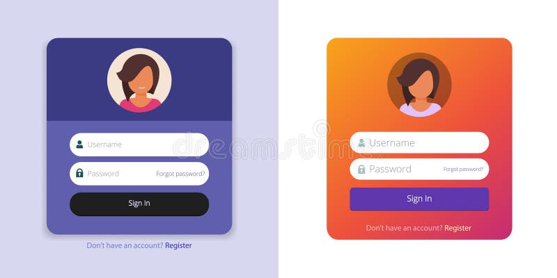 Login Screen Box Page Ui from Vector Rounded Set for Mobile Website ...