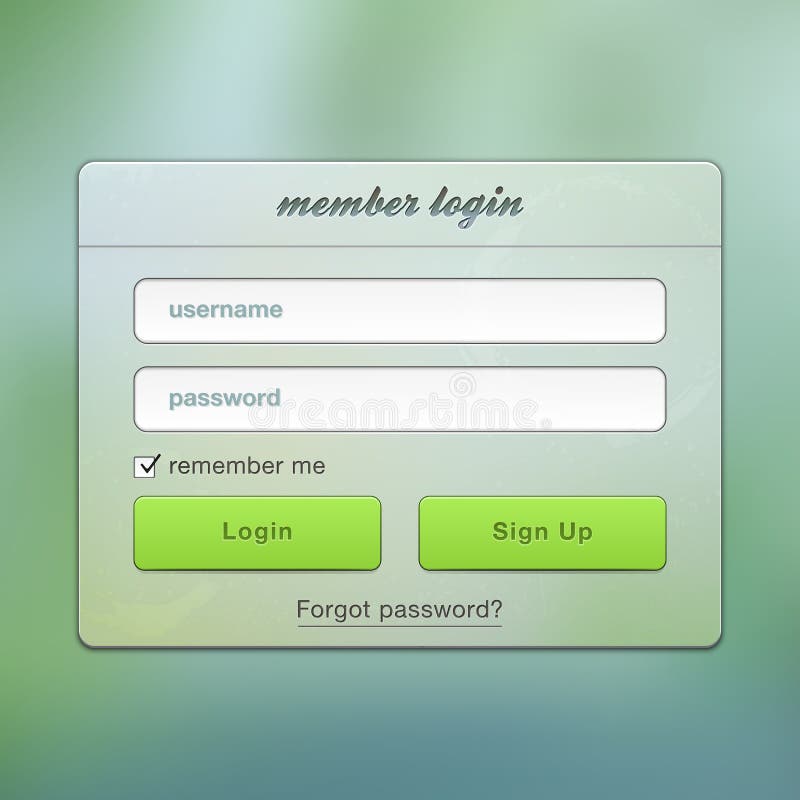 Login Screen Green Online User Web Page Stock Vector - Illustration of ...