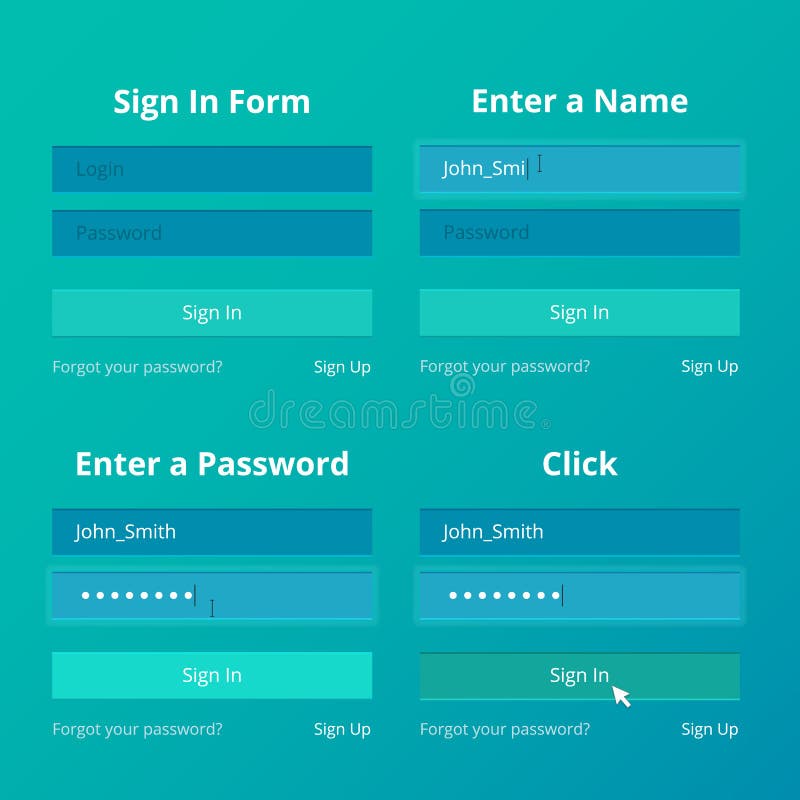 Login Screen and Sign in Form Template for Mobile App or Website Design ...