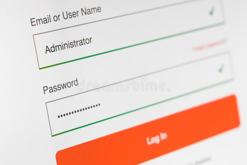 Login Screen. Username and Password on Computer Screen Stock Image ...