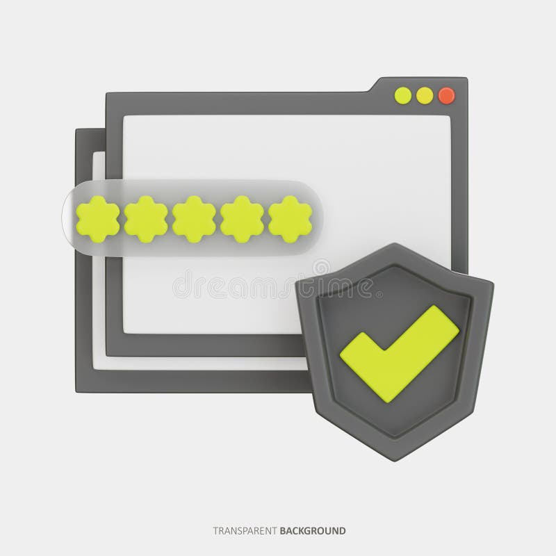 Login Security 3D Illustration Transparent Background Stock Photo ...