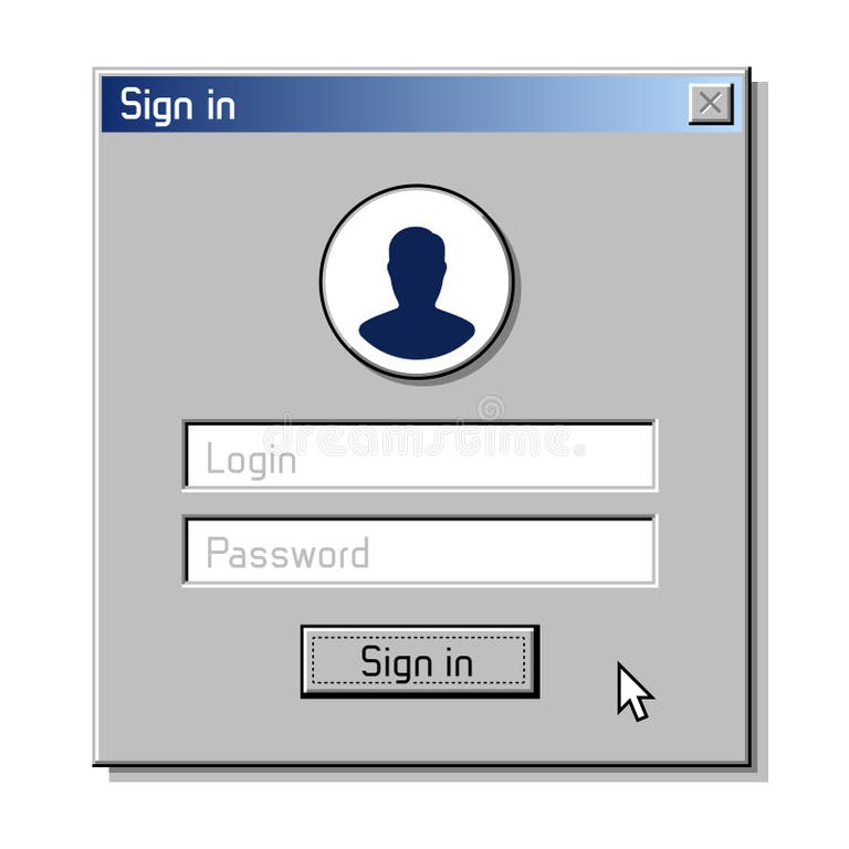 Login, Sign-in Web Form in Style of Retro Operating System Stock Vector ...