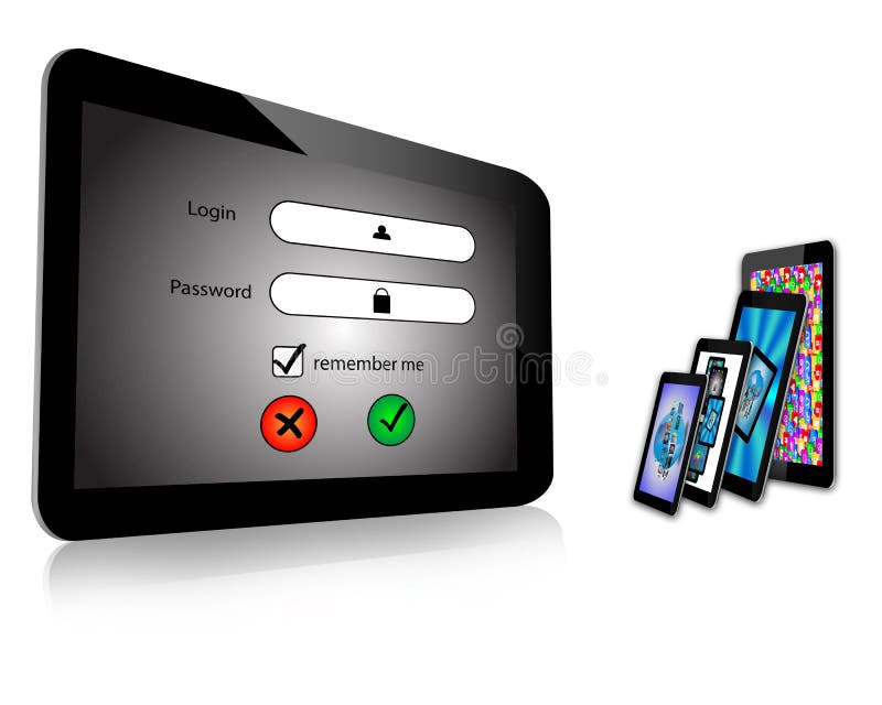 Login and tablet stock illustration. Illustration of account - 29415996