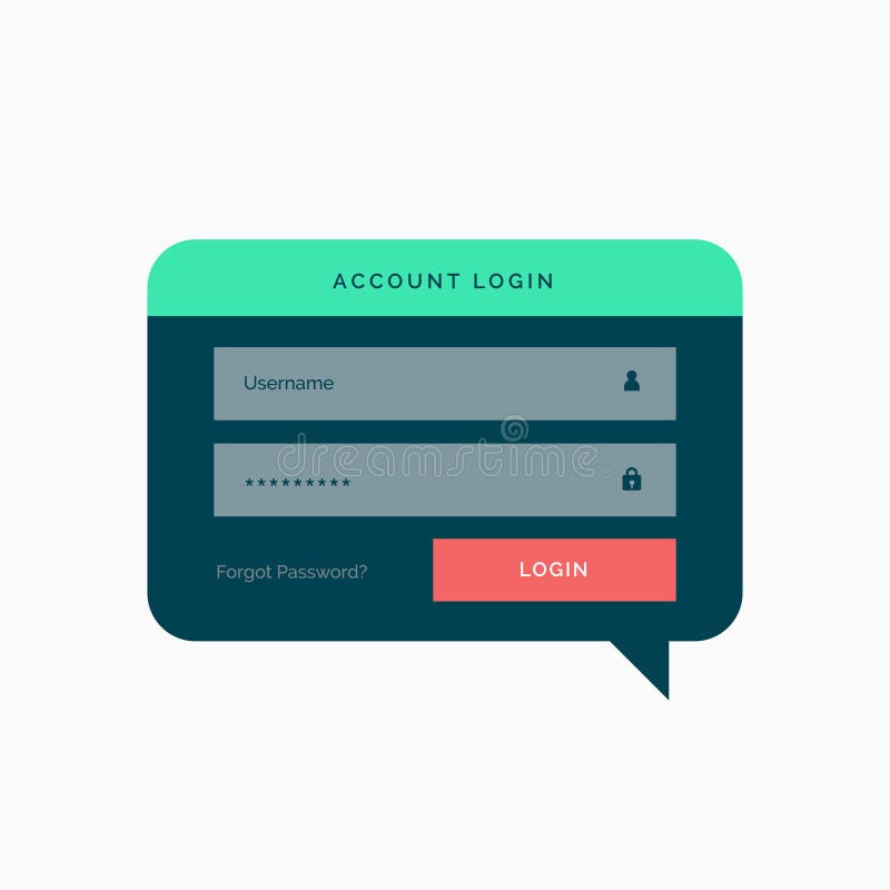 Flat Login Form Design on Blue Background Stock Vector - Illustration ...