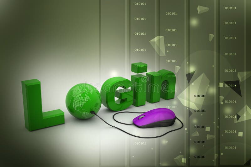 Login Text Connect with Computer Mouse Stock Illustration ...