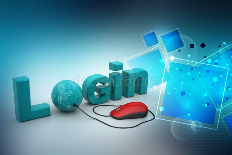 Login Text Connect with Computer Mouse Stock Illustration ...