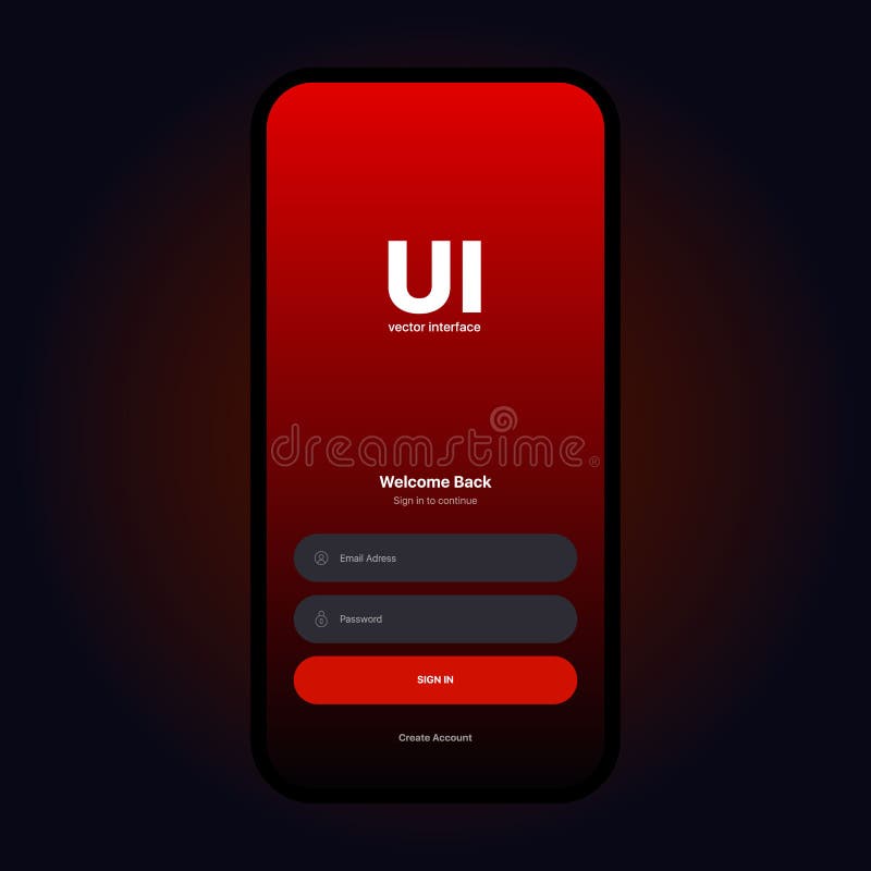 Login UI Interface. Sign in Screen. Mobile App User Interface Design Concept Stock Vector ...