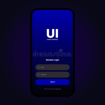 Login UI Interface. Sign in Screen. Mobile App User Interface Design Concept Stock Vector ...