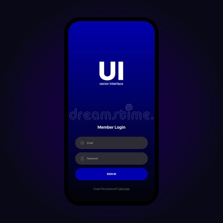 Login UI Interface. Sign in Screen. Mobile App User Interface Design Concept Stock Vector ...
