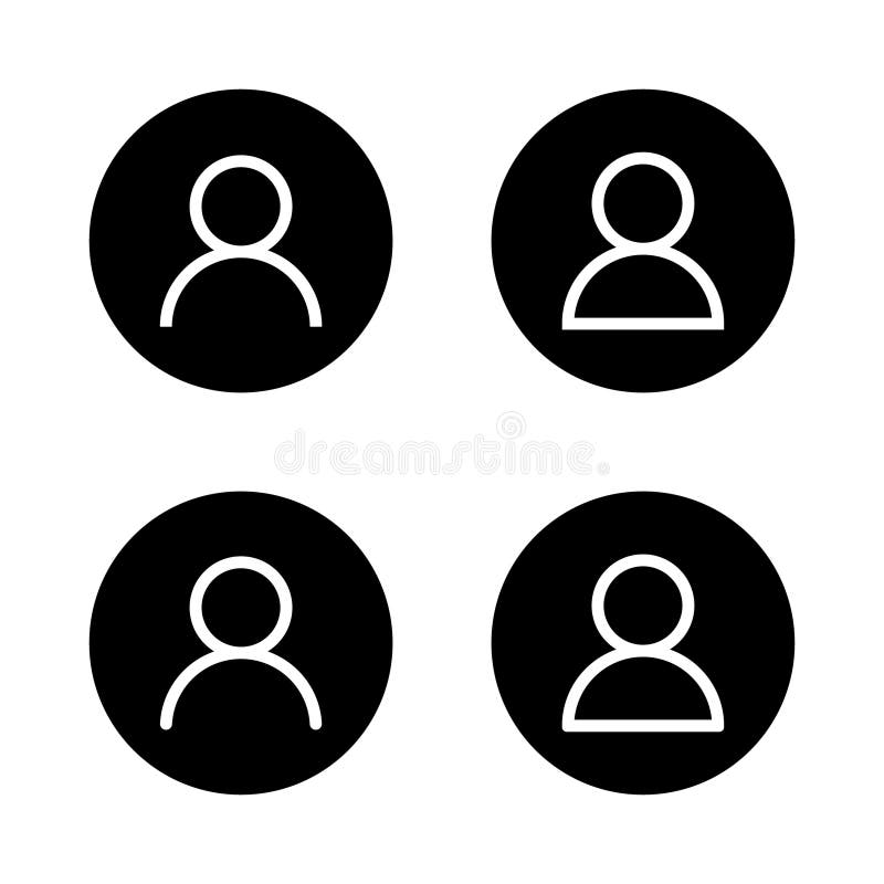 Login User Avatar Icon on Black Circle. Profile Account Sign Symbol ...