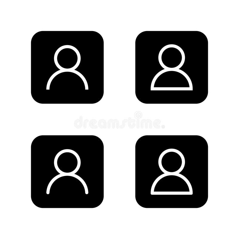 Login User Avatar Icon on Black Square. Profile Account Sign Symbol ...