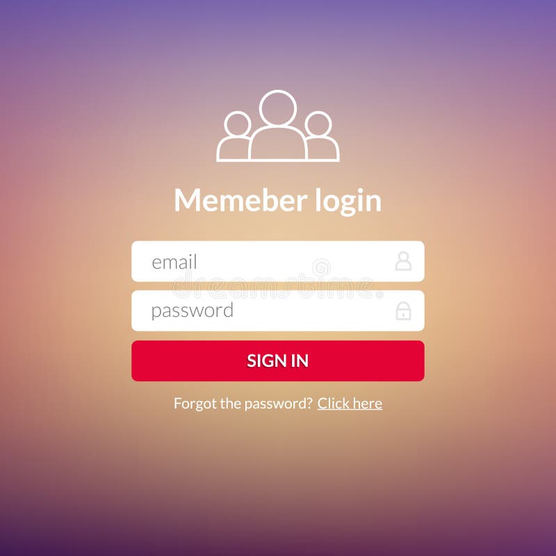 Login User Interface. Sign in Web Element Template Window Stock Vector ...