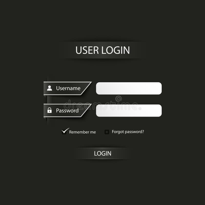 Login Web Dark Screen Template Stock Vector - Illustration of safe ...