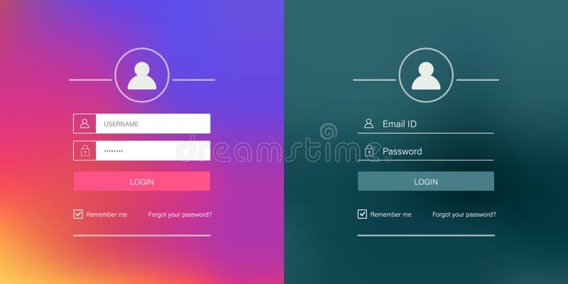 Login Web Interface Frame. Login App Template Windows Stock Vector ...