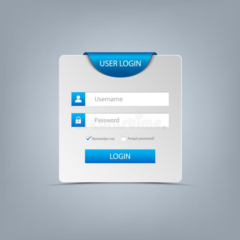 Login Web Screen with Blue Bookmark Template Stock Vector ...