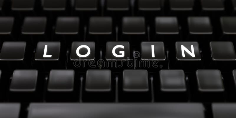 LOGIN White Letter Text on Black Computer Laptop Keyboard Background ...