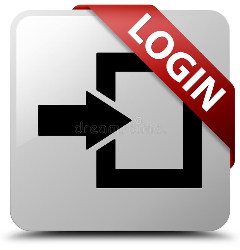 Login White Square Button Red Ribbon in Corner Stock Illustration ...