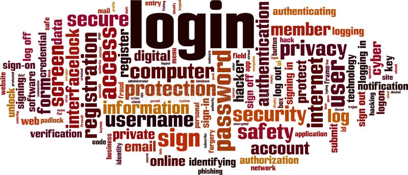 Login word cloud stock vector. Illustration of registration - 196932531