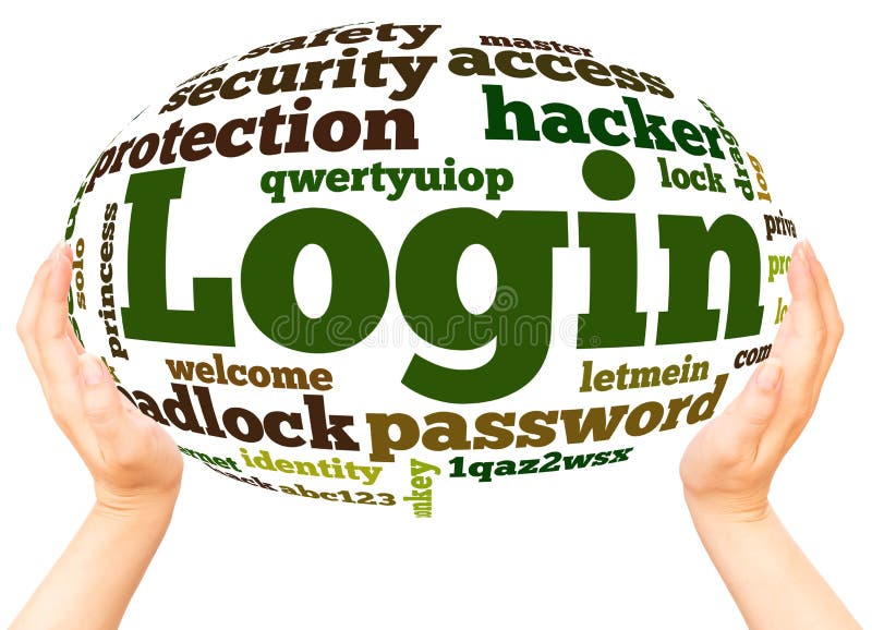 Login Word Cloud Hand Sphere Concept Stock Illustration - Illustration ...