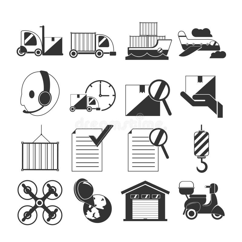 Logistic Black Icon Shipping Transport Vector Stock Vector ...