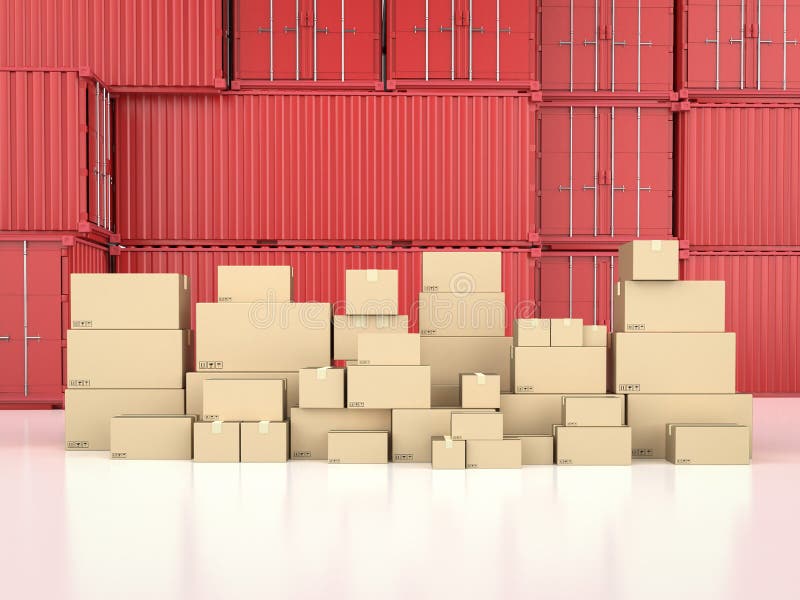 Logistic Business with Heap of Carton Boxes or Cardboard Boxes in Red ...