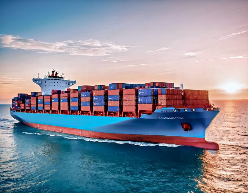 Logistic Cargo Container Ship Sailing in Sea. Stock Photo - Image of ...