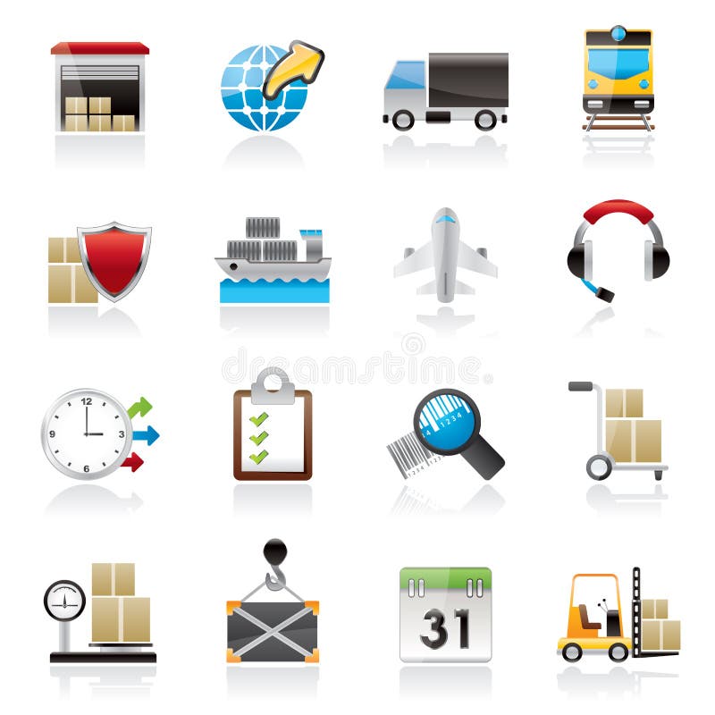 Logistic, Cargo and Transportation Icons Stock Vector - Illustration of ...