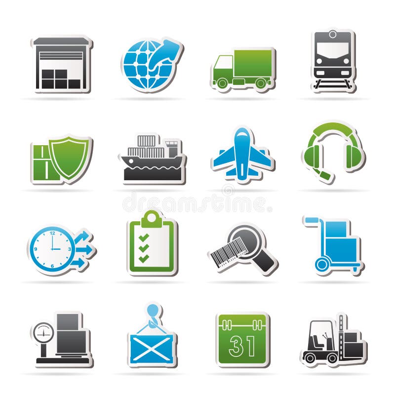 Storage, Transportation, Cargo and Shipping Icons Stock Vector ...