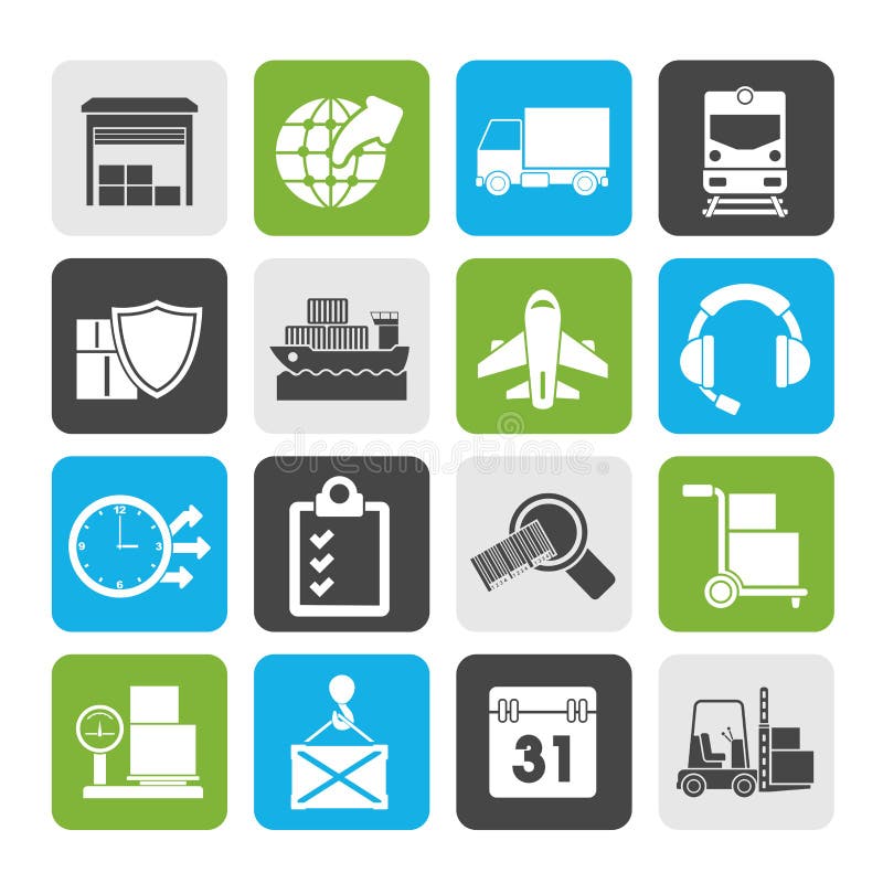 Cargo, Logistic and Shipping Icons Stock Vector - Illustration of ...