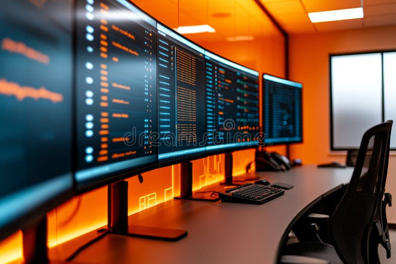 Logistic with Control Room Concept Hightech Workstation with Multiple ...