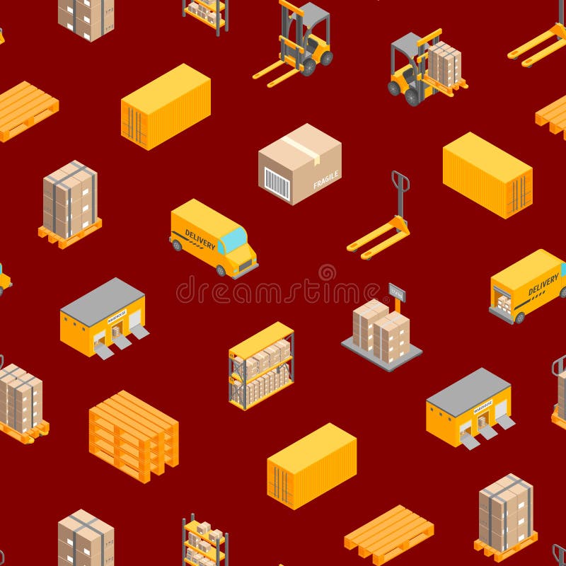 Logistic Delivery Service Seamless Pattern Background Isometric View ...