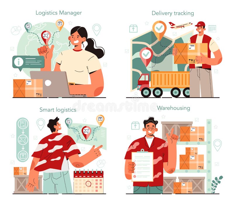 Logistic and Delivery Service Concept Set. Idea of Transportation Stock ...