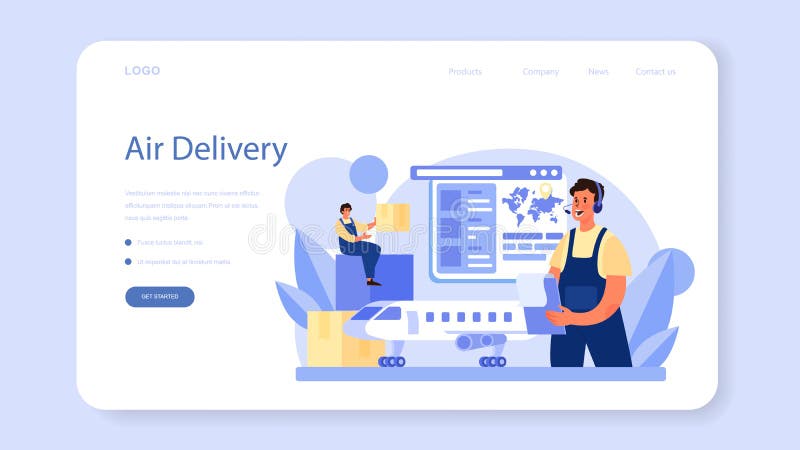 Delivery Service Web Banner or Landing Page. Courier in Uniform Stock ...