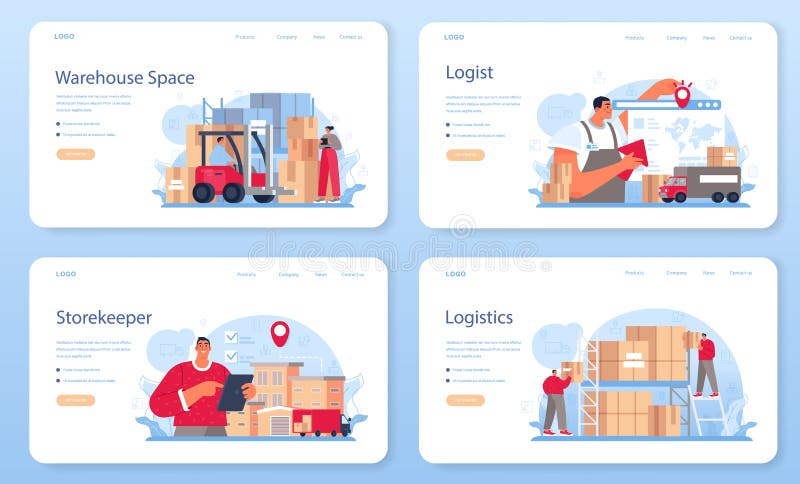 Logistic and Delivery Service Web Banner or Landing Page Set. Stock ...
