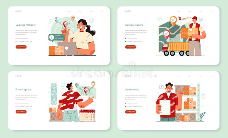 Logistic and Delivery Service Web Banner or Landing Page Set. Stock ...