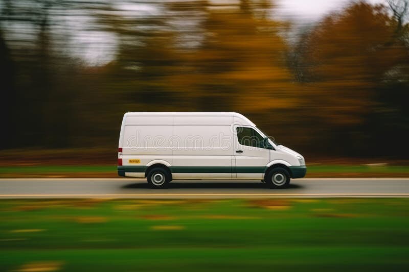 Logistic Delivery Van on a Country Road Panning Effect. Generative Ai ...