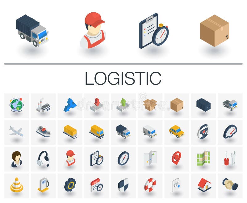Logistic and Distribution Isometric Icons. 3d Vector Stock Vector ... Logistic and Distribution Isometric Icons. 3d Vector Stock Vector ...