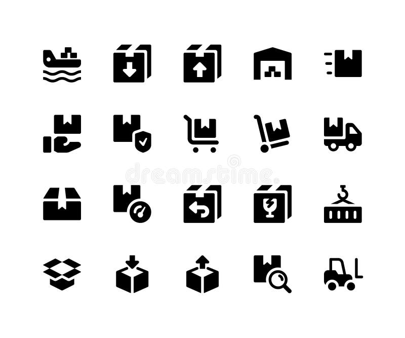 Logistic Glyph Icon Set, Delivery Symbols Collection, Vector Sketches ... Logistic Glyph Icon Set, Delivery Symbols Collection, Vector Sketches ...