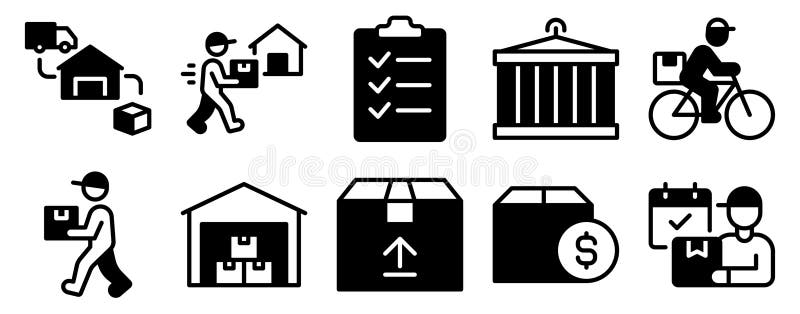 Logistic Icon Set Solid Style Collection Representing Transportation ...