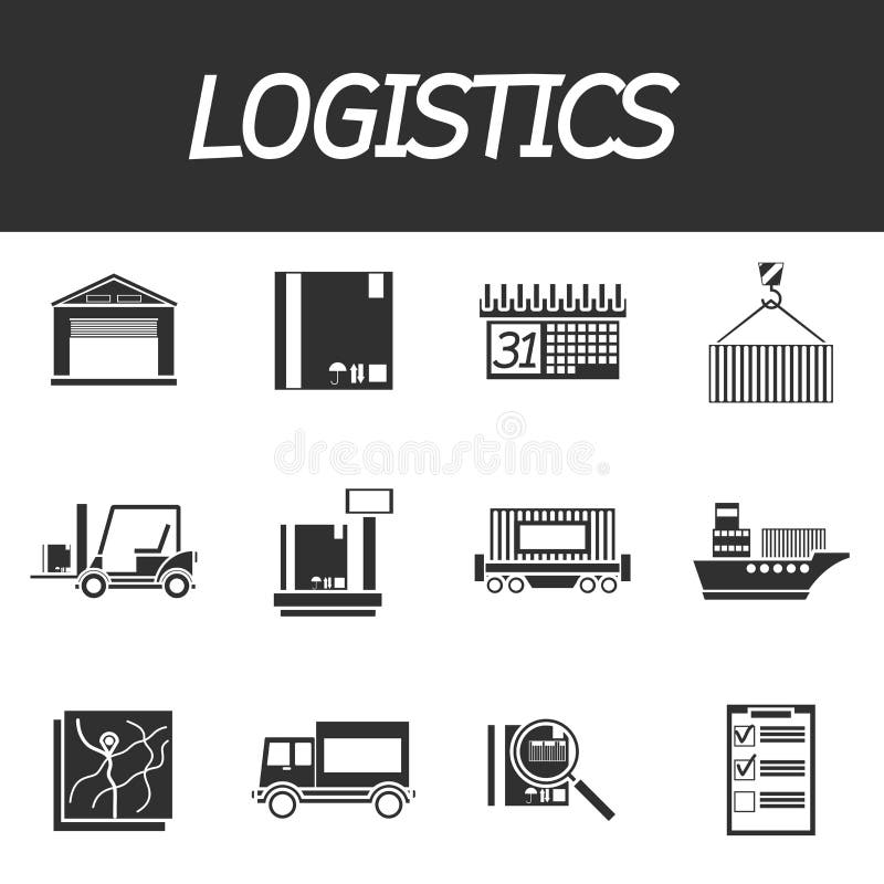 Logistic icon set stock vector. Illustration of checklist - 75079448